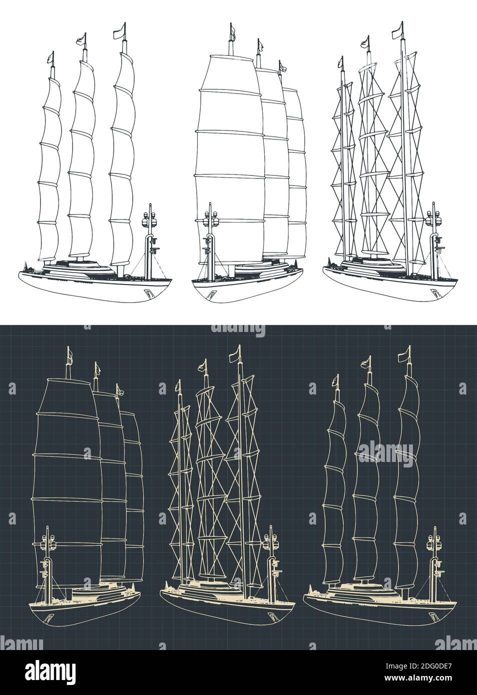 Stylized vector illustration of a drawing of a large modern three ...