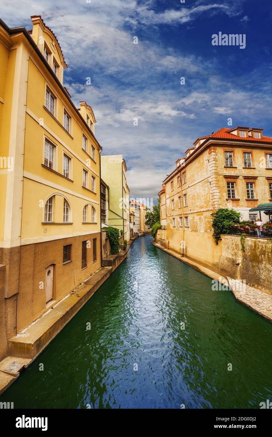 Certovka river (Devil's Channel) in Little Venice in Prague Stock Photo ...