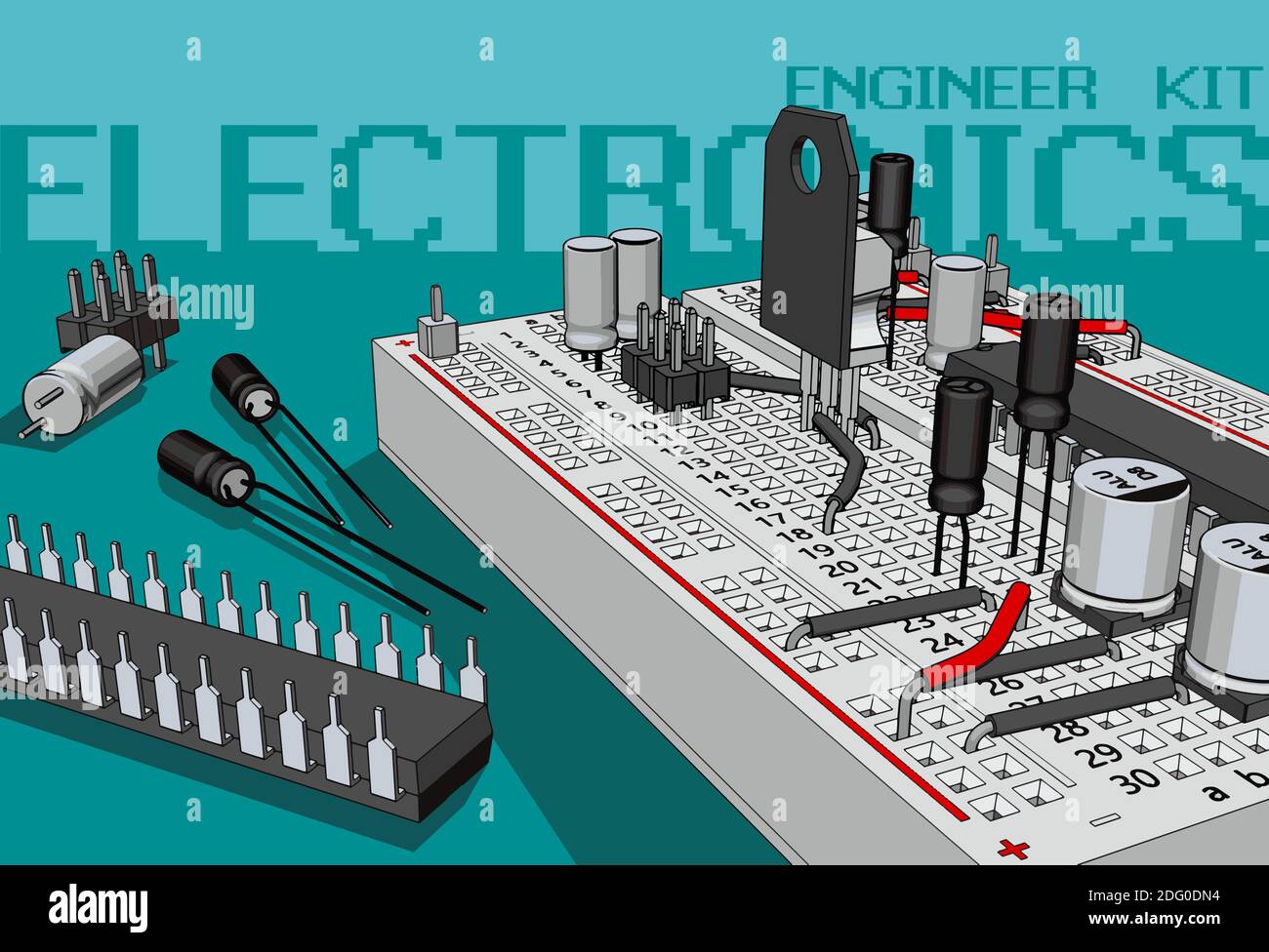 Stylized vector illustration of a Electronics component kit for ...