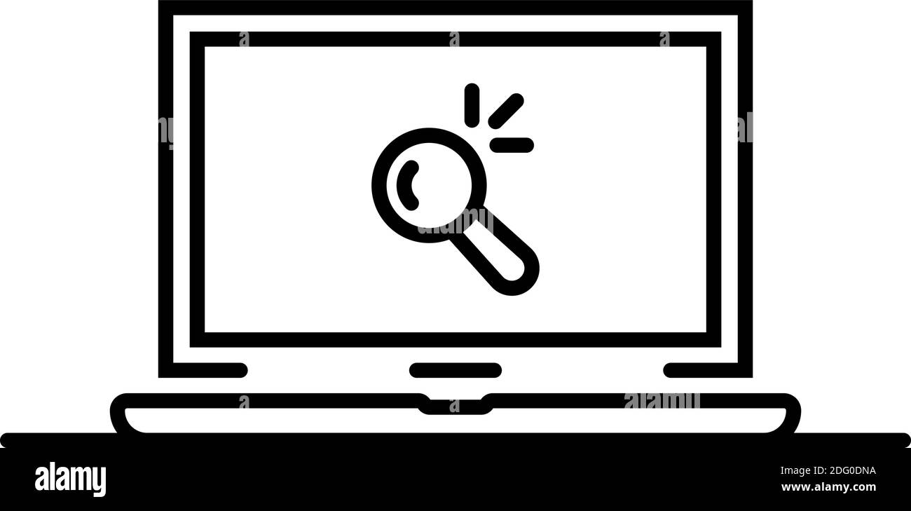 Black line magnifying glass check Black and White Stock Photos & Images ...