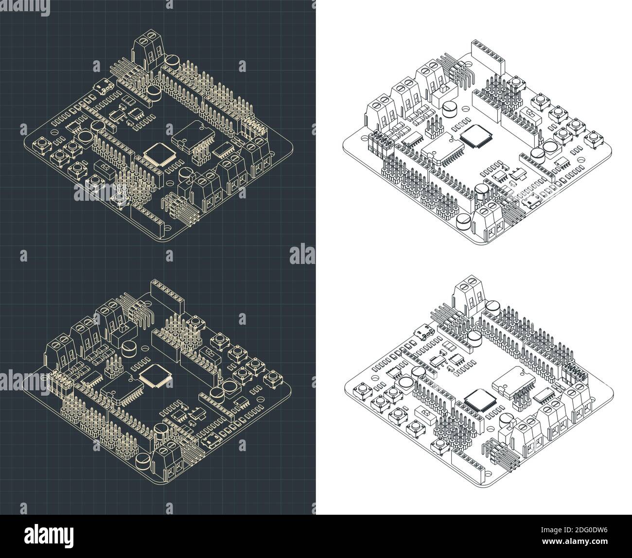 Vector Illustration Of An Arduino Romeo V2 Robotics Controller Stock