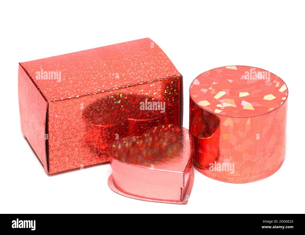 Red gift boxes isolated on white background Stock Photo - Alamy