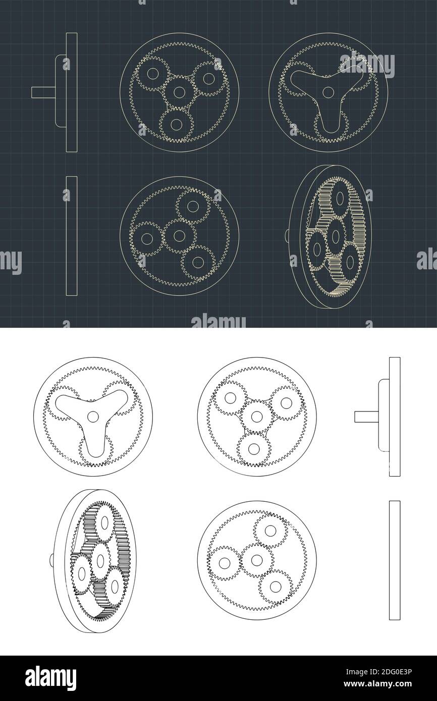 Stylized vector illustration of an Planetary Gears Drawings Stock ...