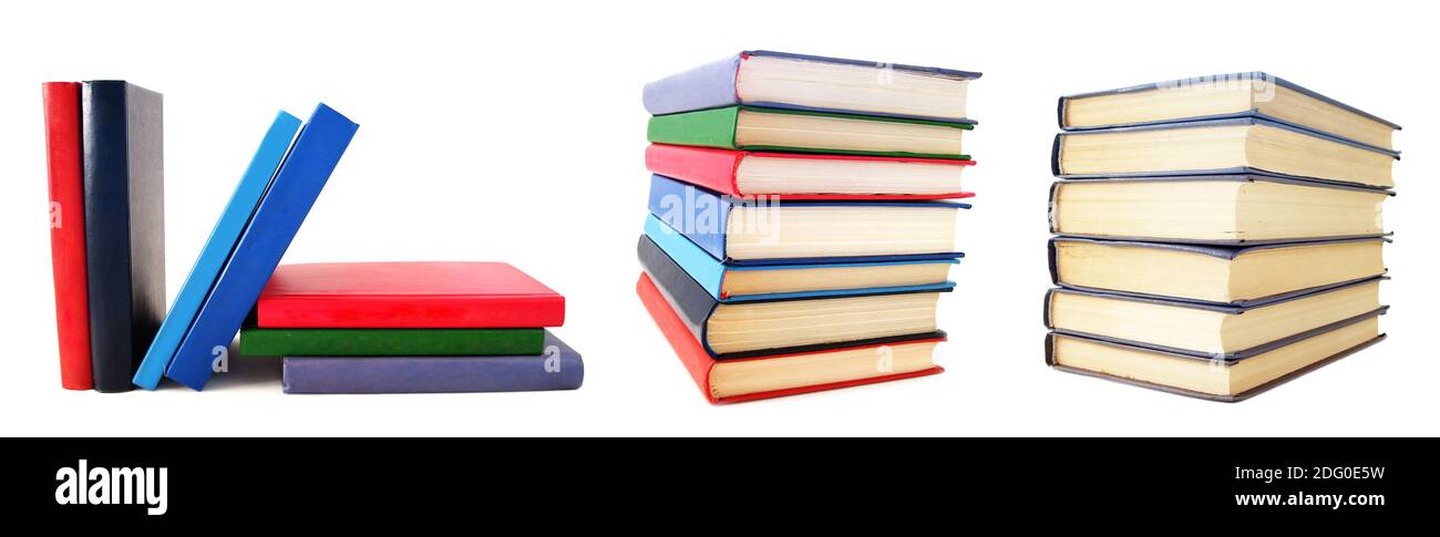 Stack of books over white background Stock Photo - Alamy