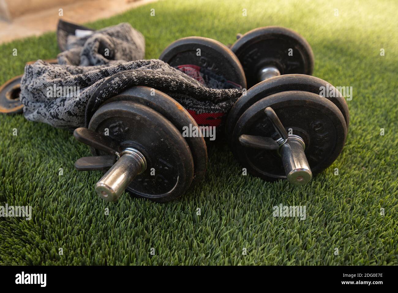 Old rusty gym at home with sunlight in the garden Stock Photo - Alamy