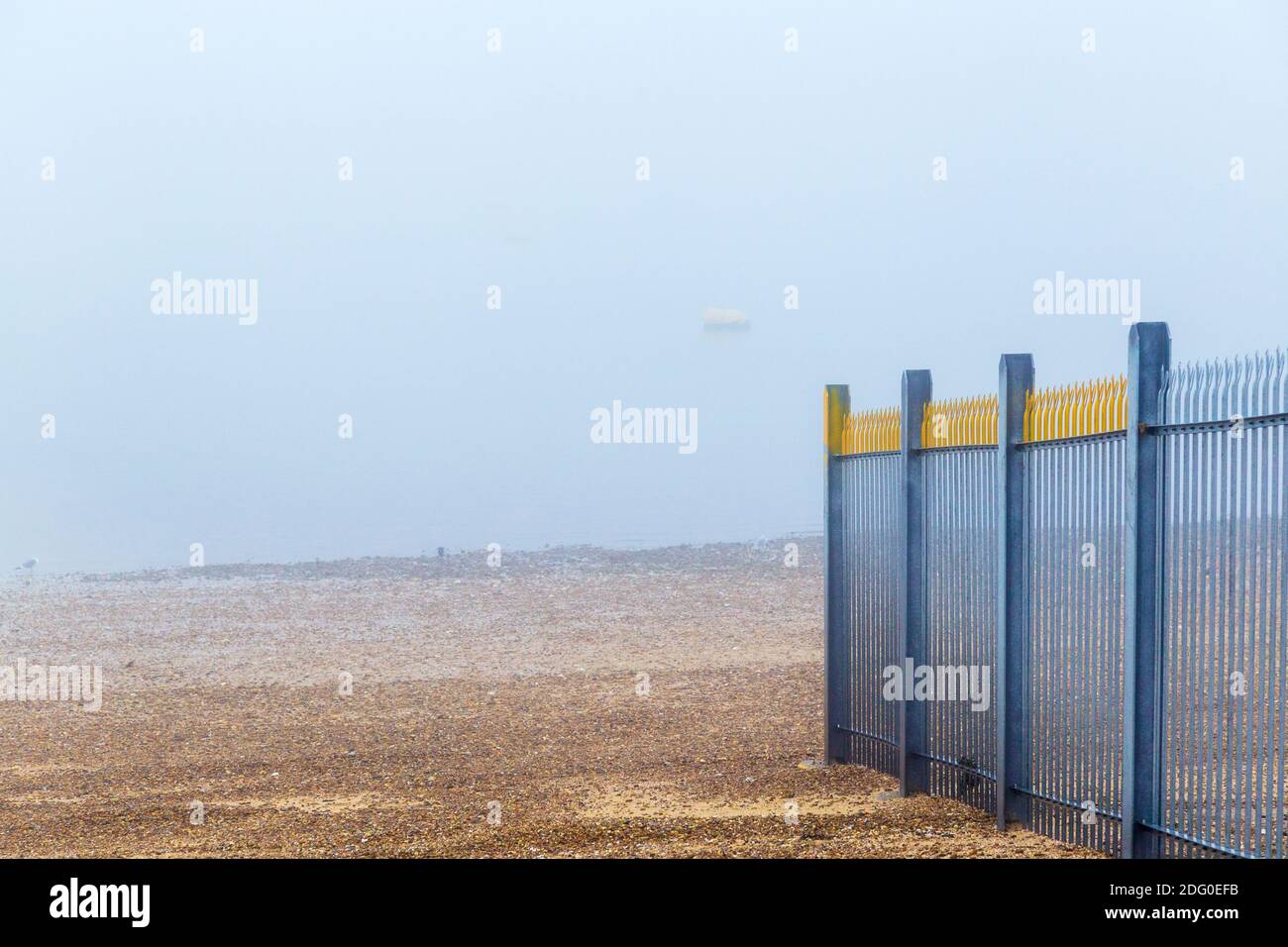 Boundary Fencing at Shoeburyness on Thames Estuary. Marks Western Edge ...