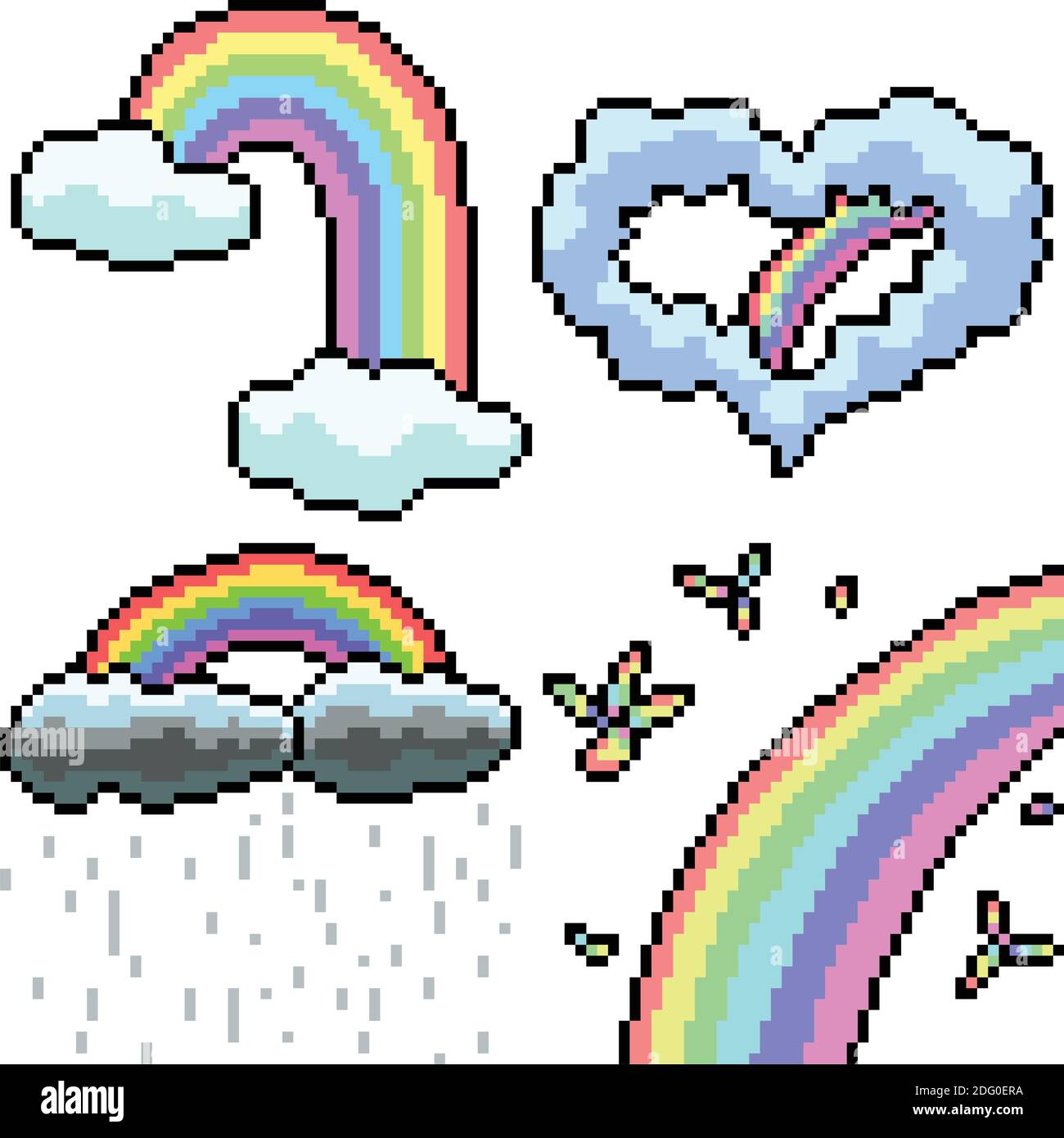 pixel art set isolated rainbow effect Stock Vector Image & Art - Alamy