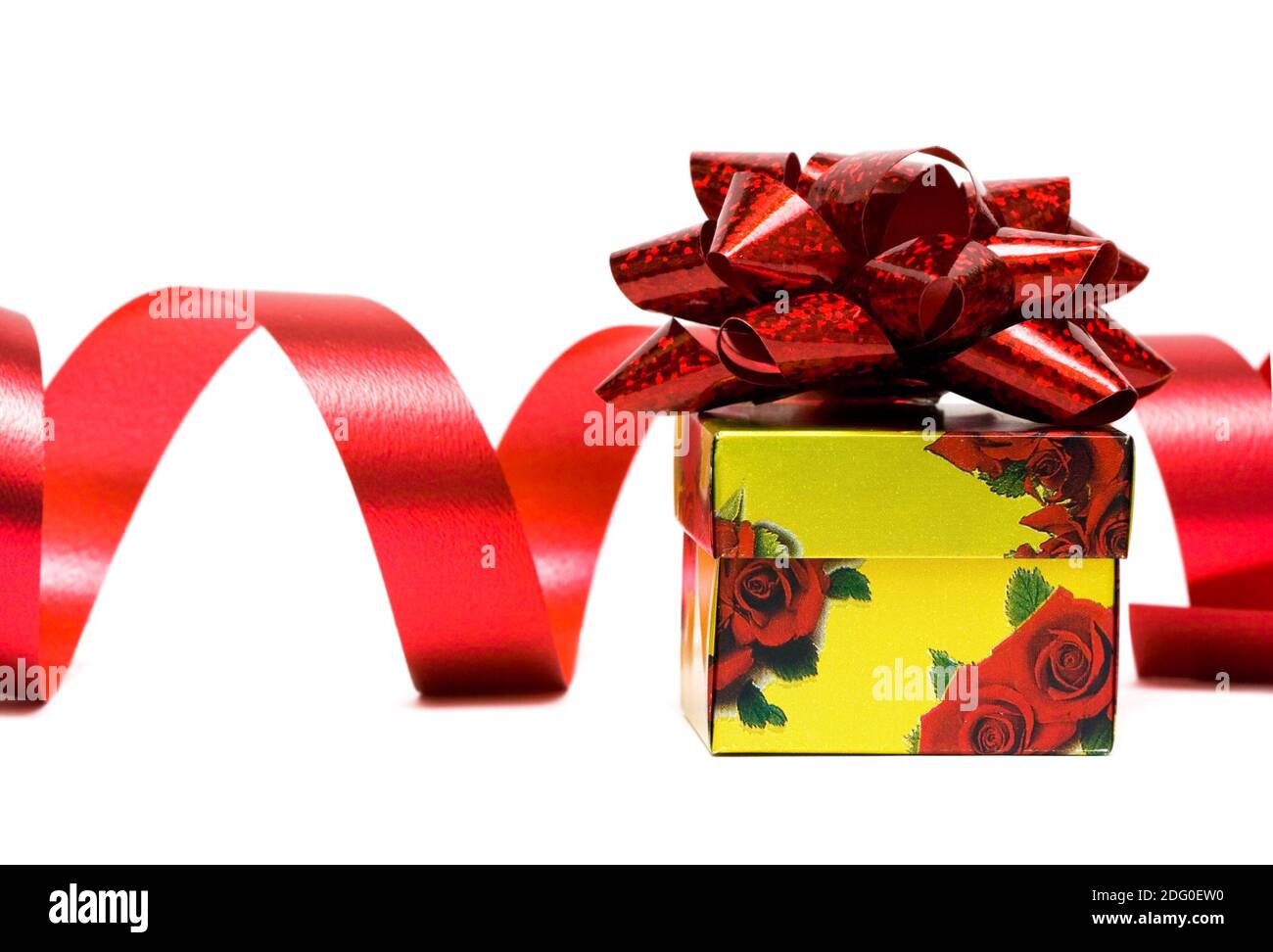 Gift box with red ribbon Stock Photo - Alamy