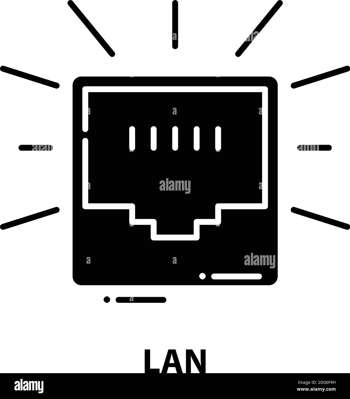 lan icon, black vector sign with editable strokes, concept symbol ...