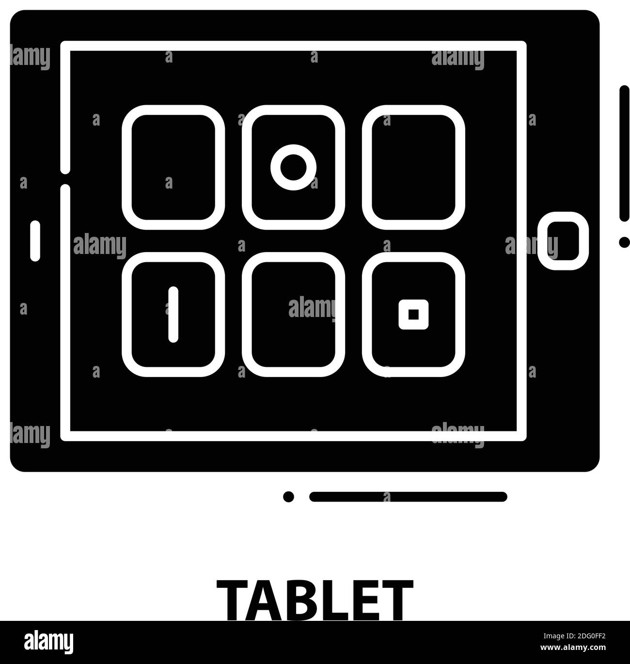 tablet symbol icon, black vector sign with editable strokes, concept ...