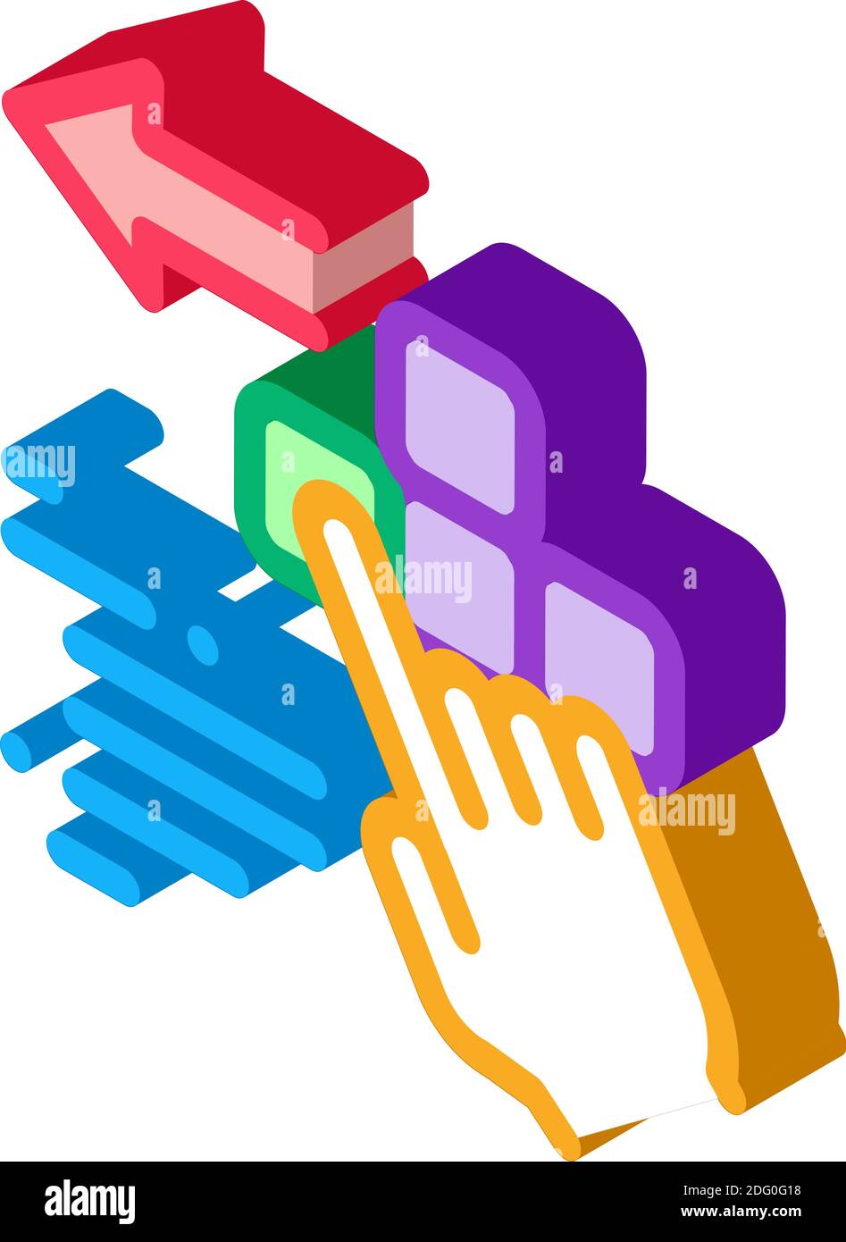 push game controller button isometric icon vector illustration Stock ...