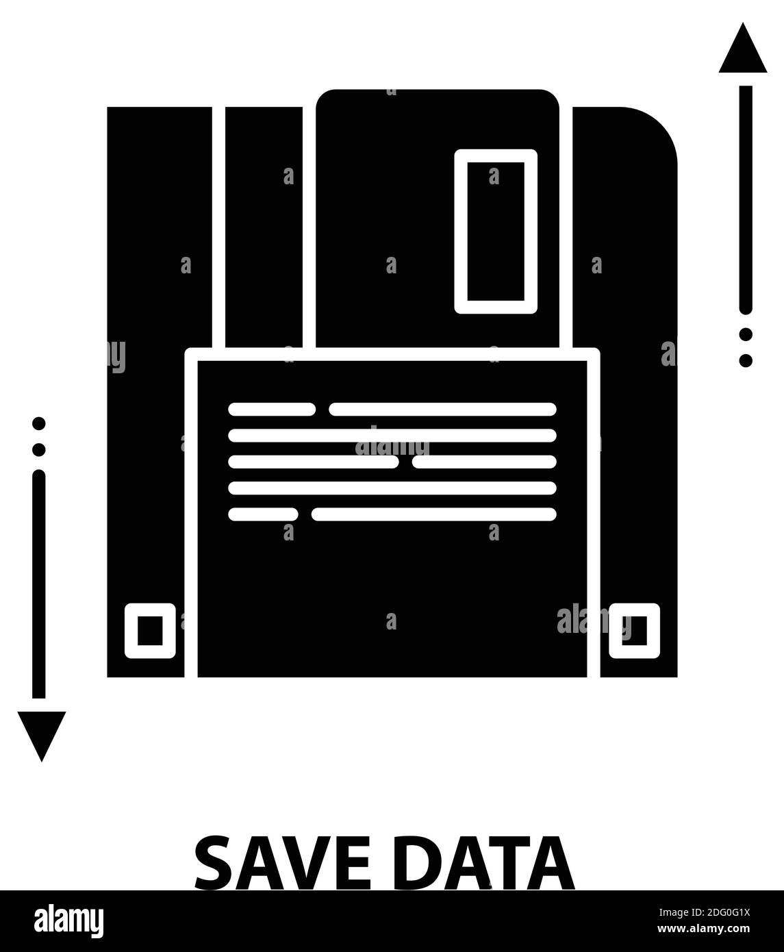 save data icon, black vector sign with editable strokes, concept ...