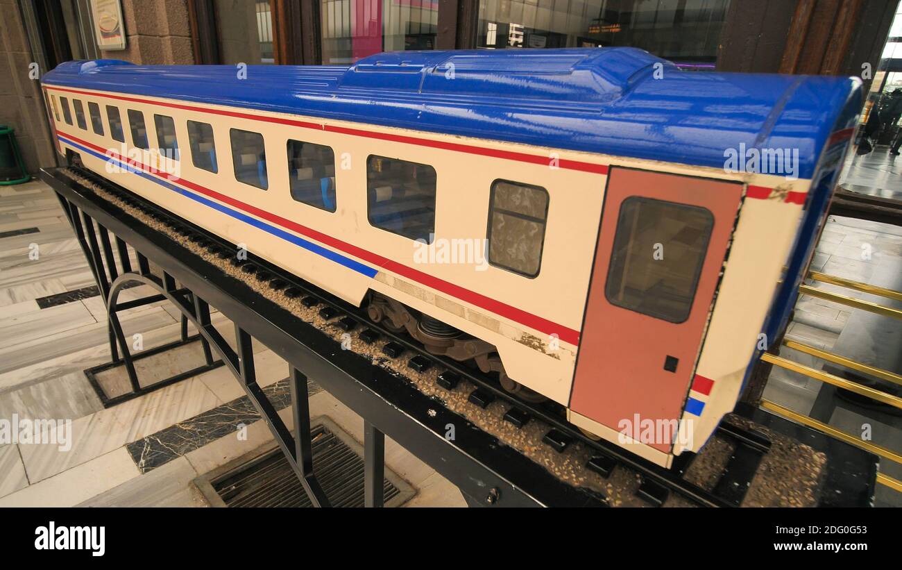 Toy train carriage at Ankara railway station. Turkey Stock Photo - Alamy