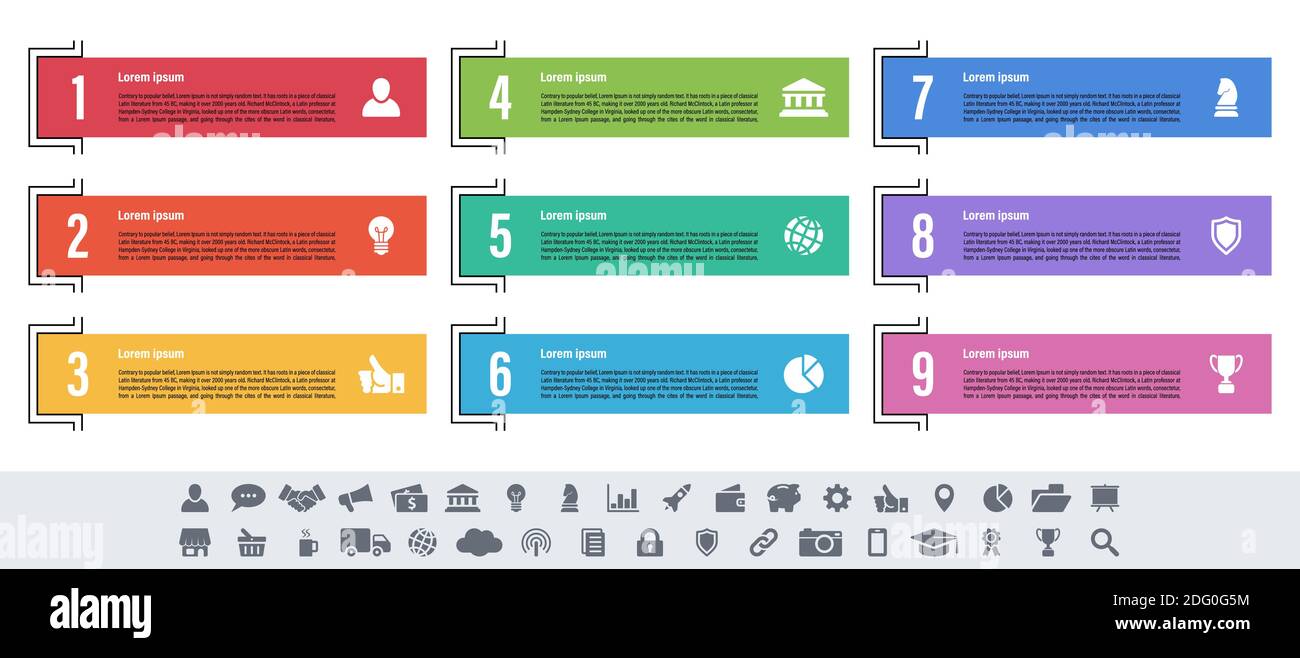 Infographic design business concept vector illustration with 9 steps or ...