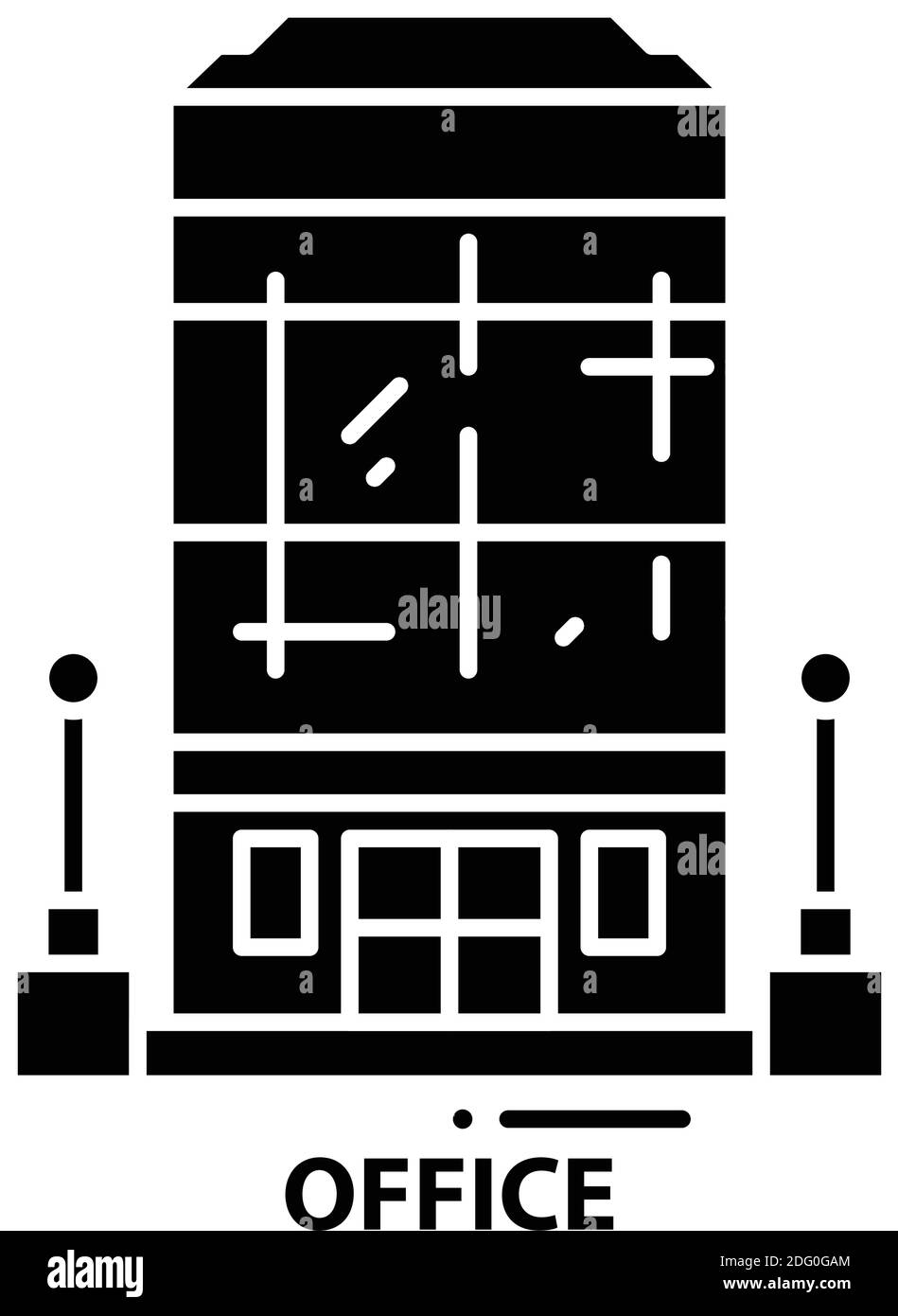 office icon, black vector sign with editable strokes, concept ...