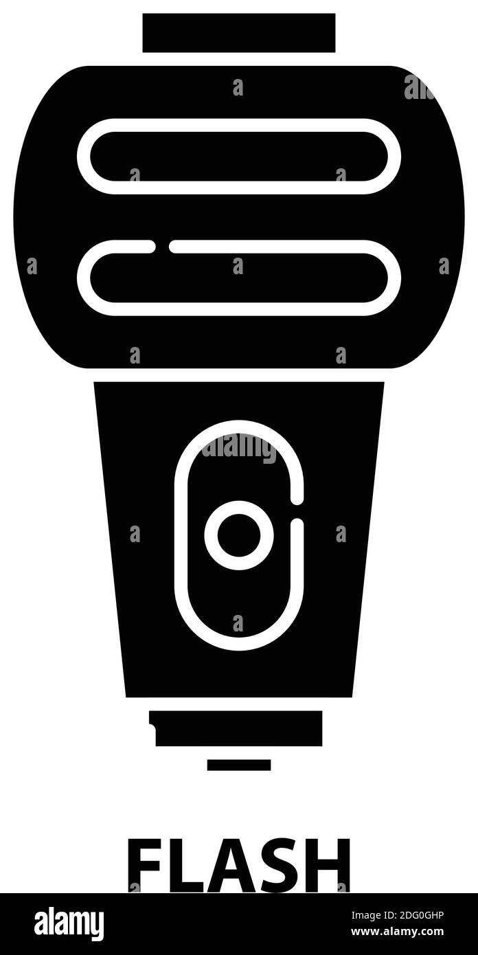 flash icon, black vector sign with editable strokes, concept ...