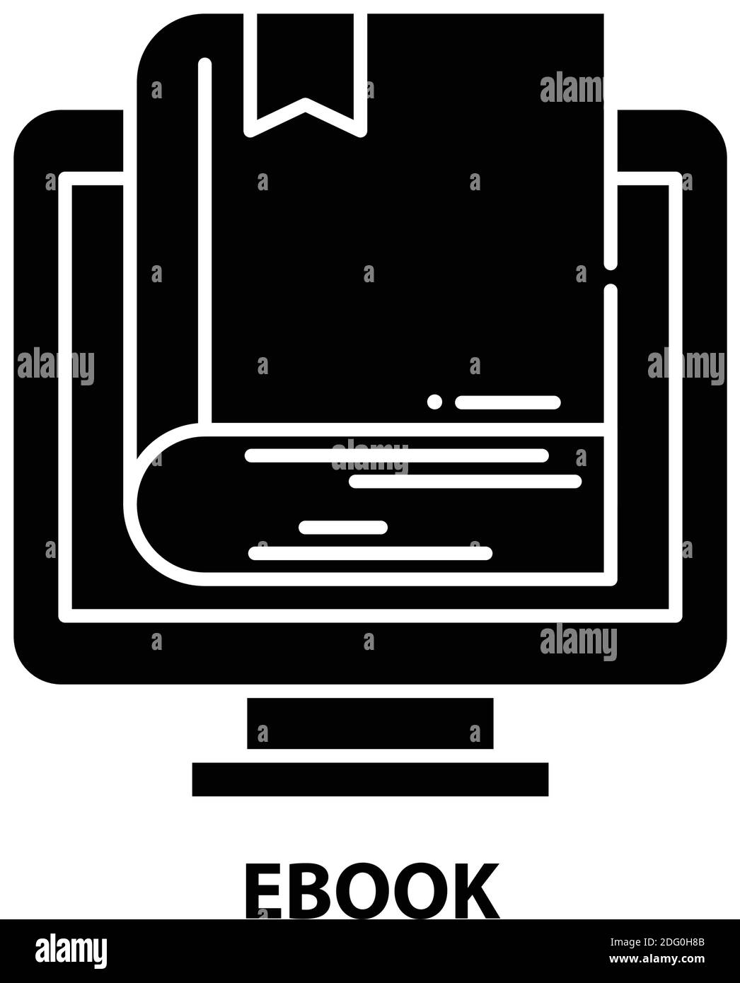 ebook icon, black vector sign with editable strokes, concept ...