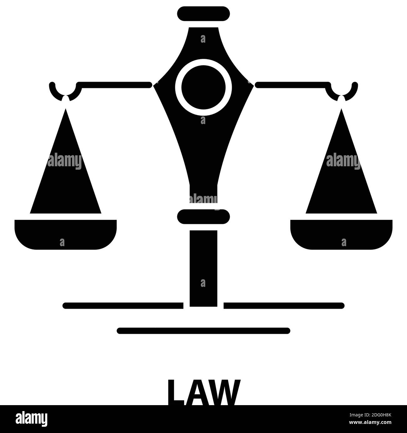 law icon, black vector sign with editable strokes, concept illustration ...