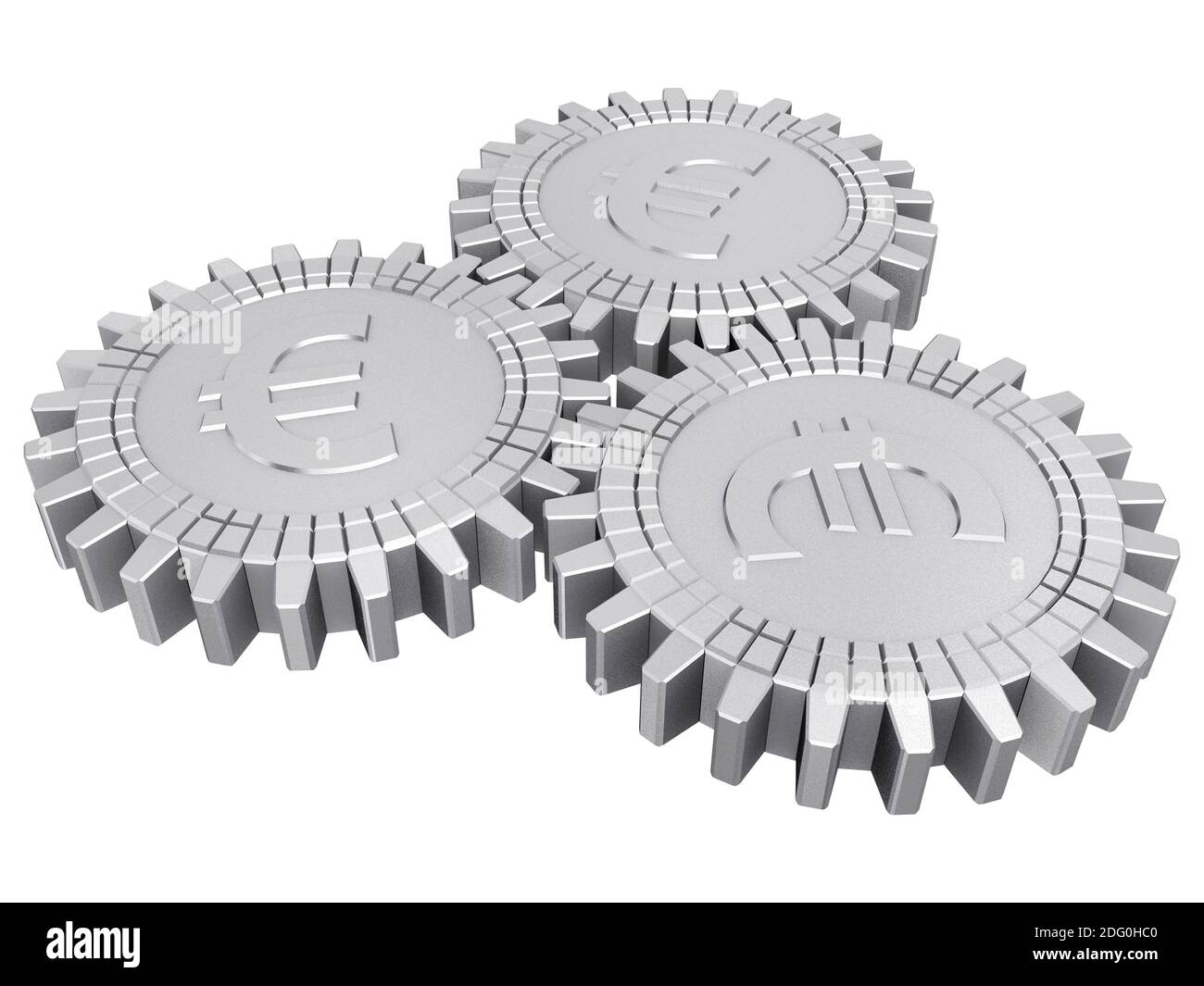 Silver euro money gears isolated Stock Photo - Alamy