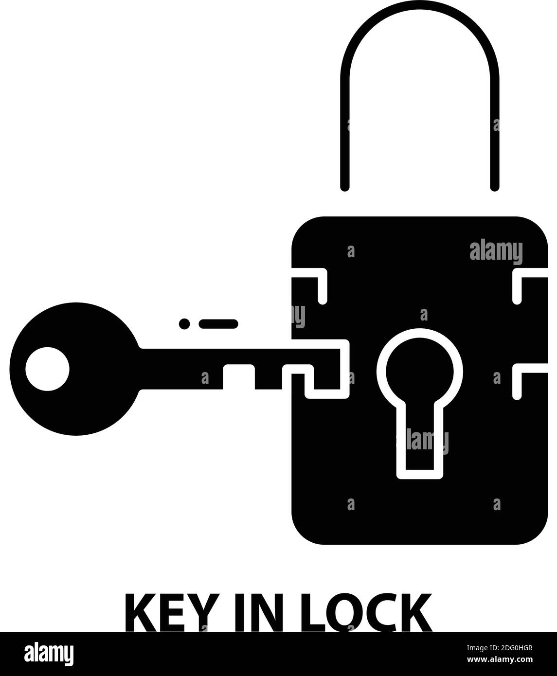key in lock icon, black vector sign with editable strokes, concept ...