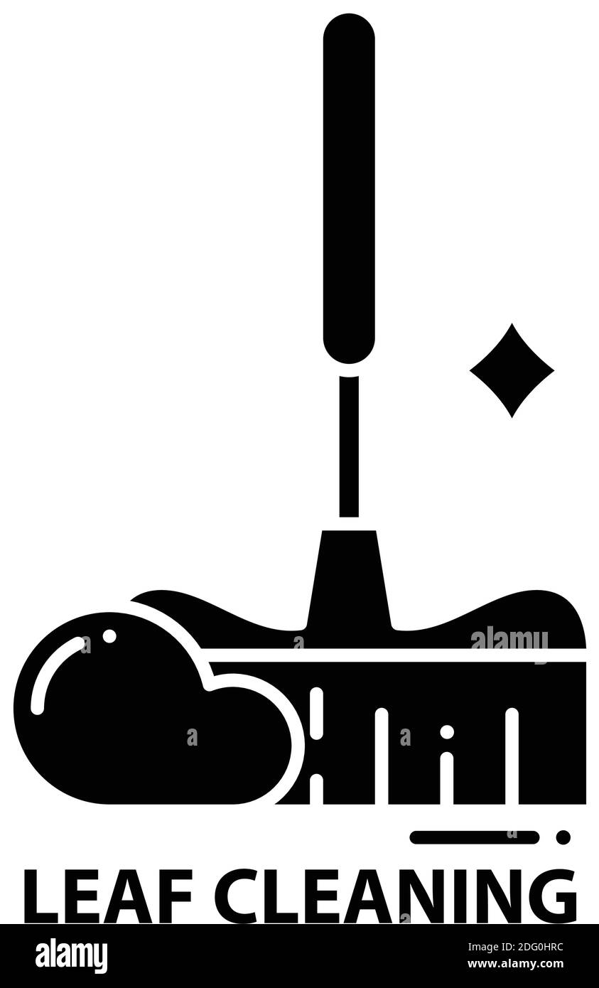 leaf cleaning icon, black vector sign with editable strokes, concept ...