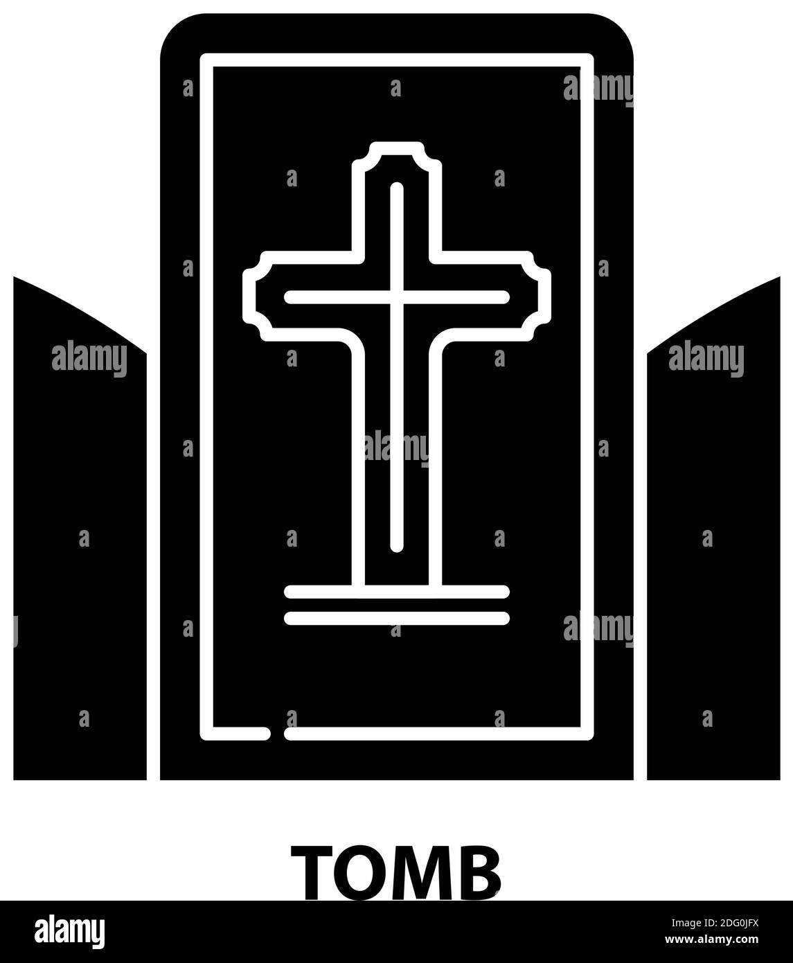 tomb icon, black vector sign with editable strokes, concept ...