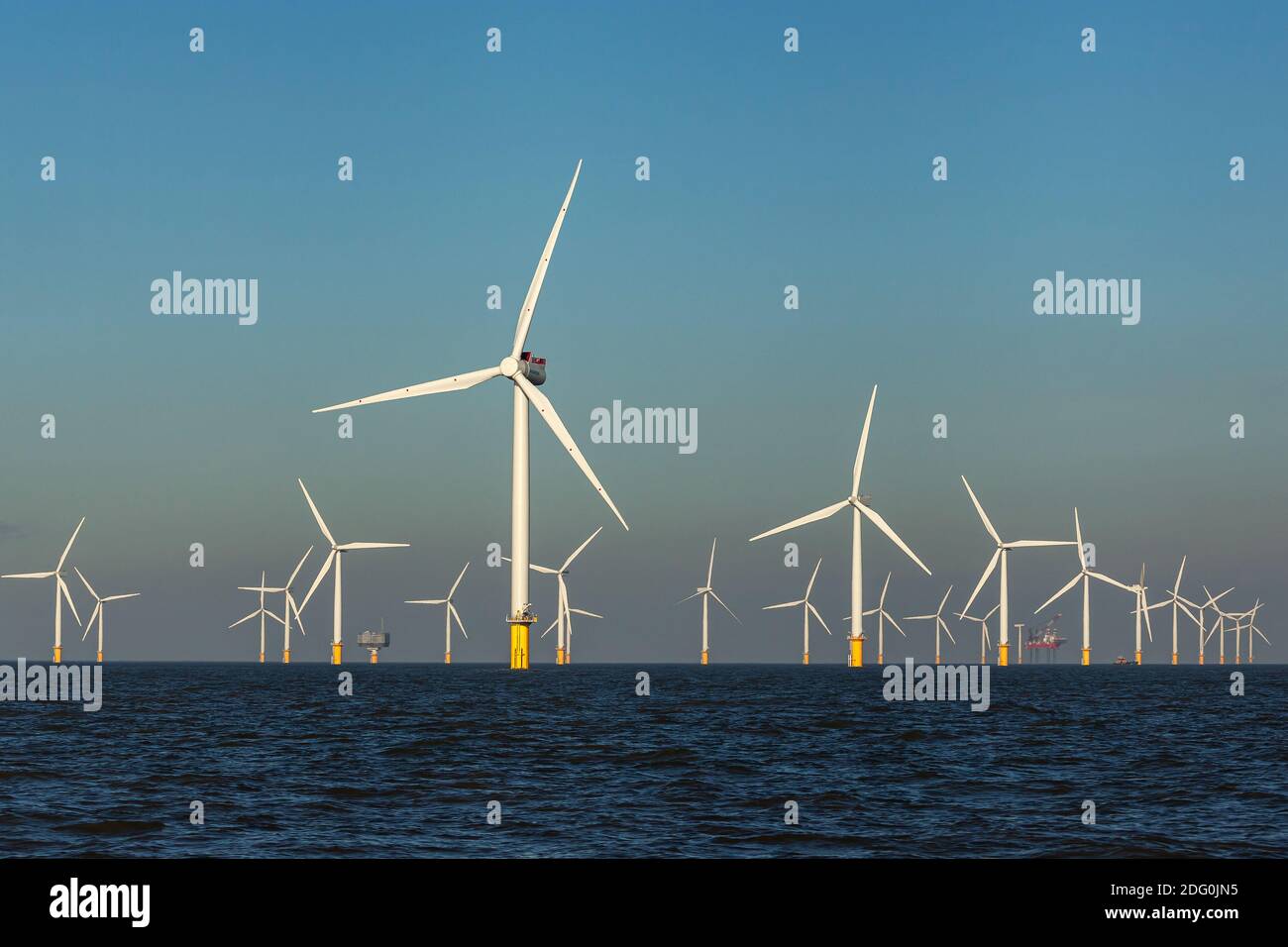 Gunfleet Sands Offshore Wind Farm viewed from a passing boat Stock ...