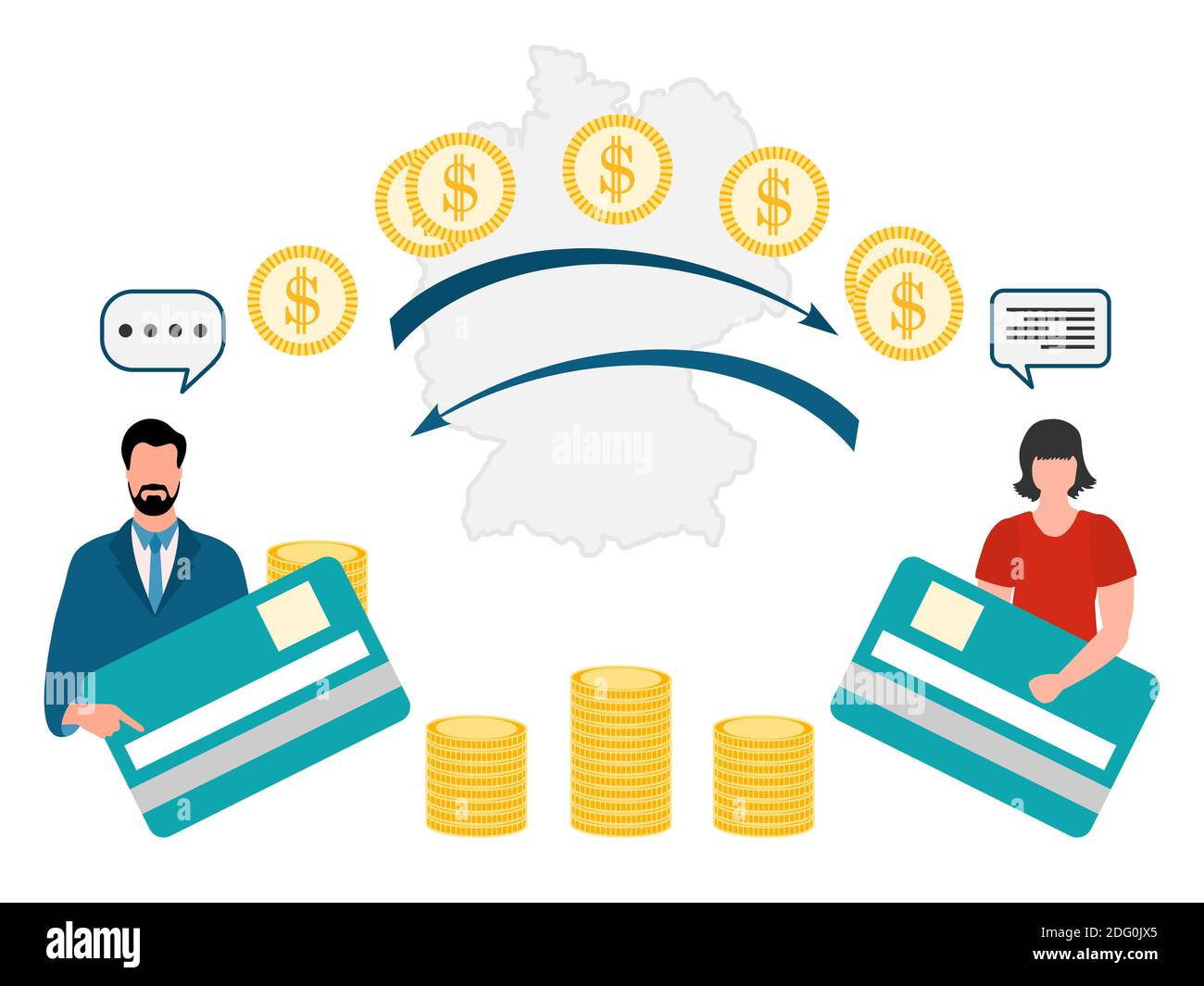 Vector illustration Mobile money transfer Online around the world ...