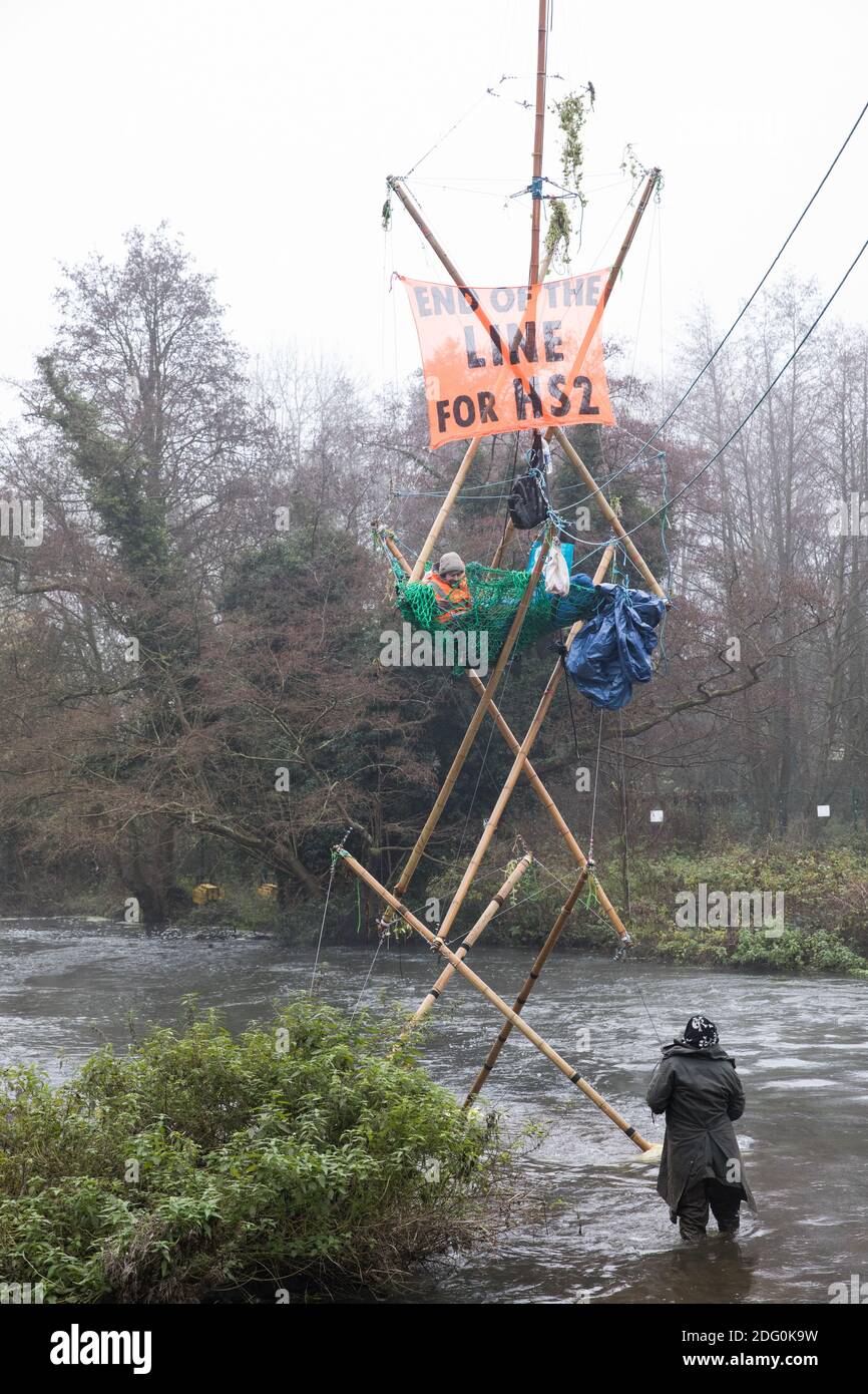 Denham, UK. 7th December, 2020. An activist speaks to Dan Hooper ...