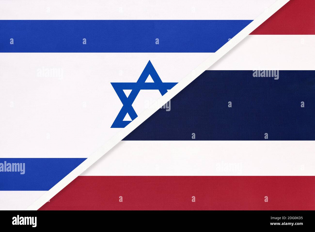 Israel and Thailand or Siam, national flags from textile. Relationship ...