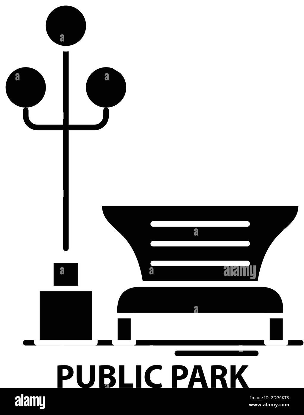 public park icon, black vector sign with editable strokes, concept ...