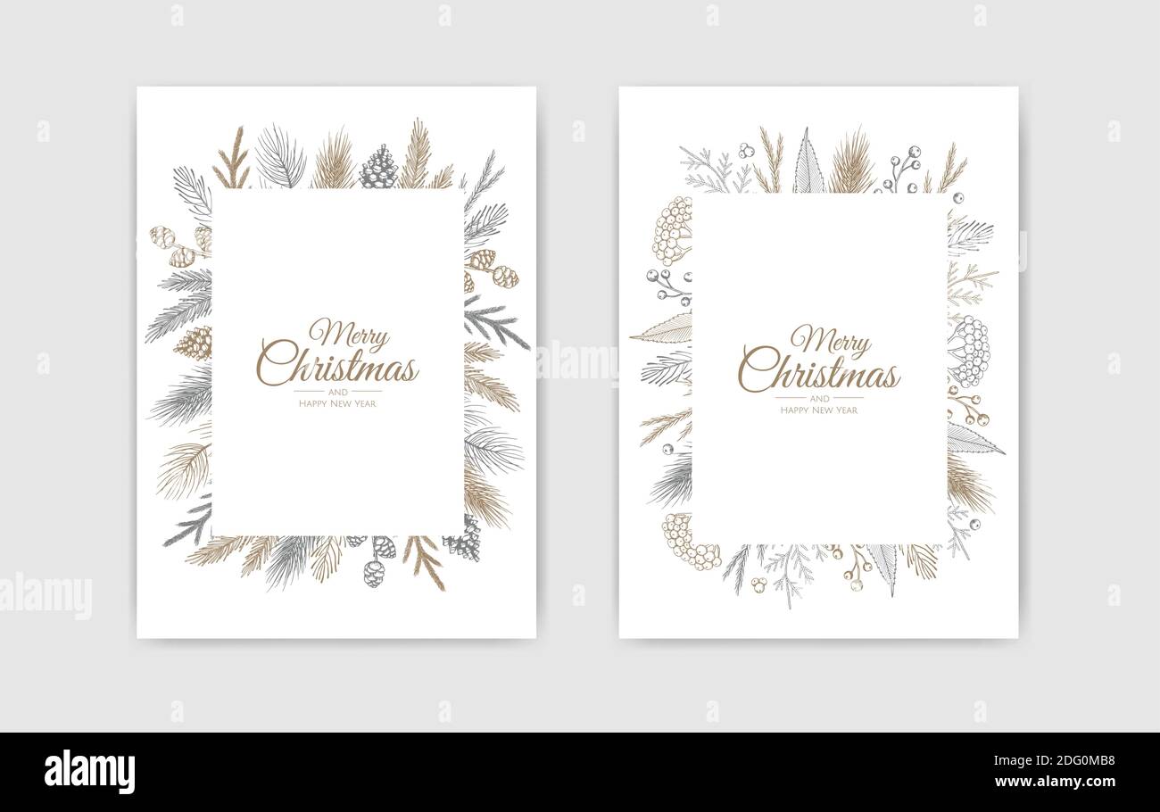 Vector Christmas Cards Set. Holiday Party Card Templates Design Stock ...