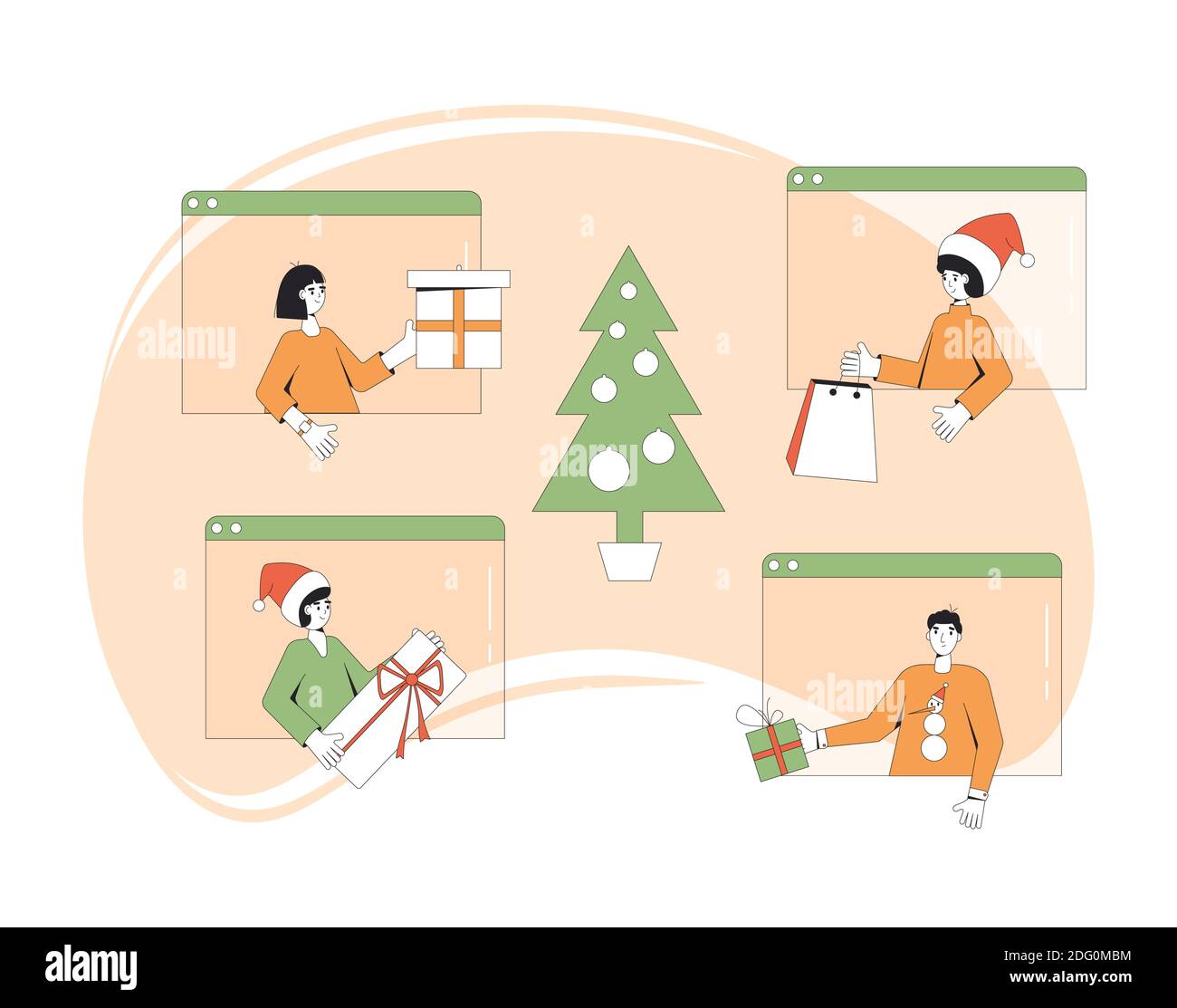 Young woman giving gift friend Stock Vector Images - Alamy