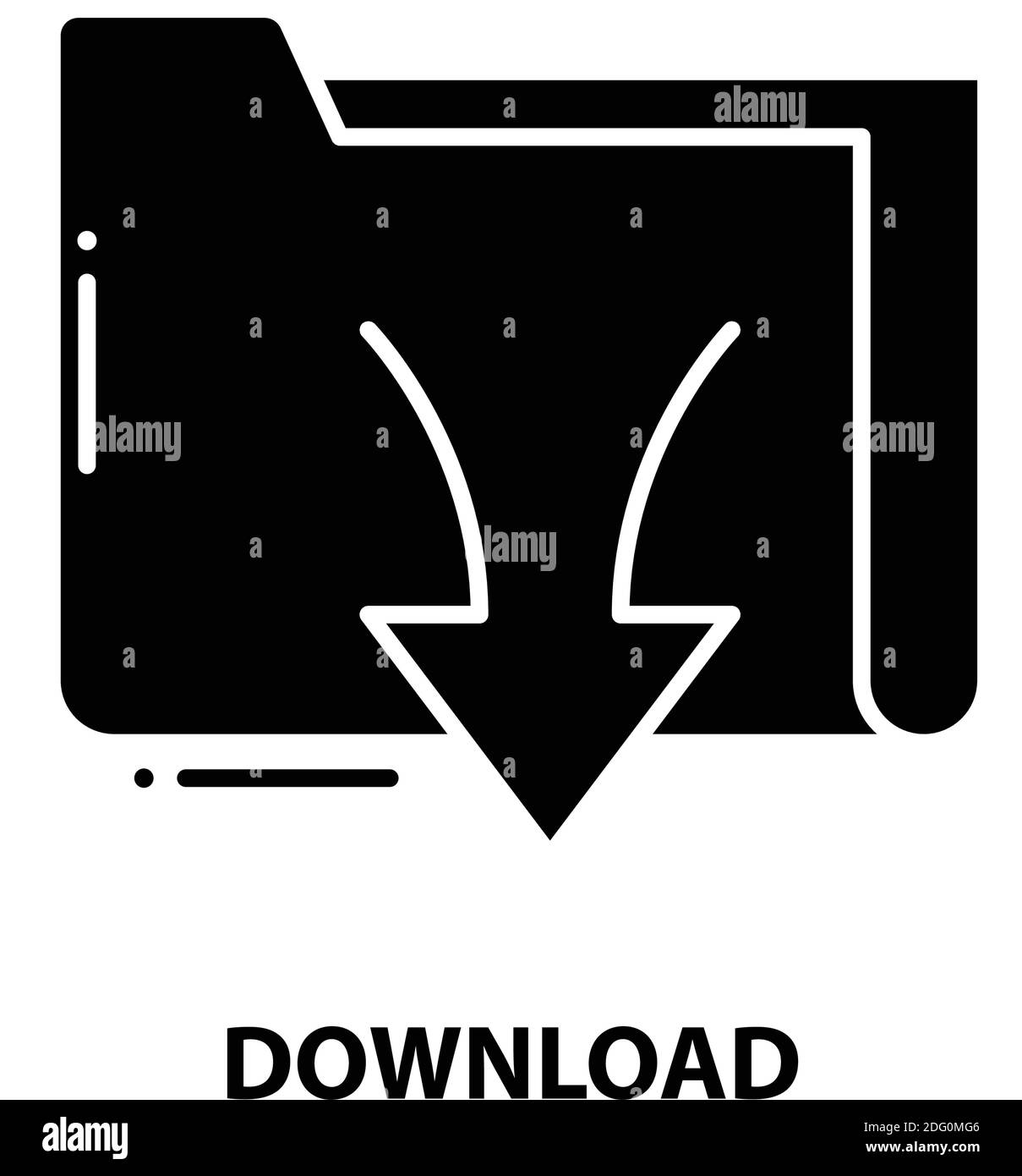 download symbol icon, black vector sign with editable strokes, concept ...