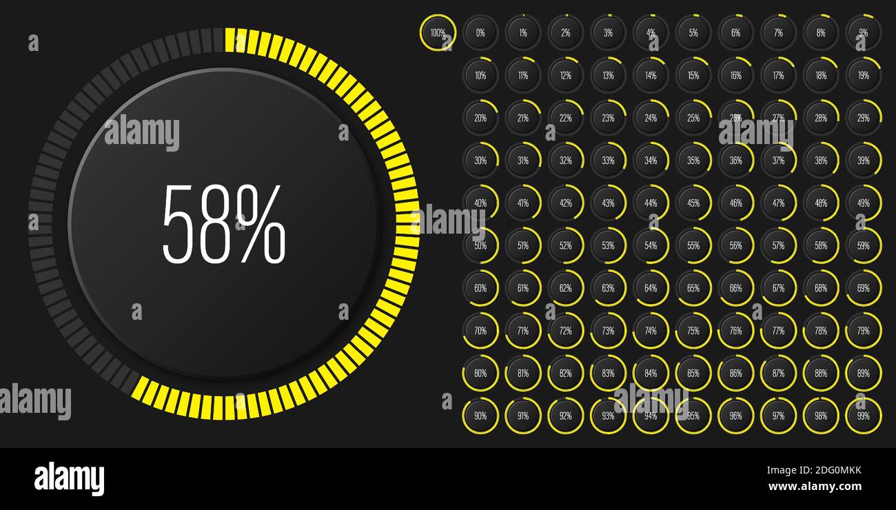 Set of circle percentage diagrams meters from 0 to 100 ready-to-use for ...