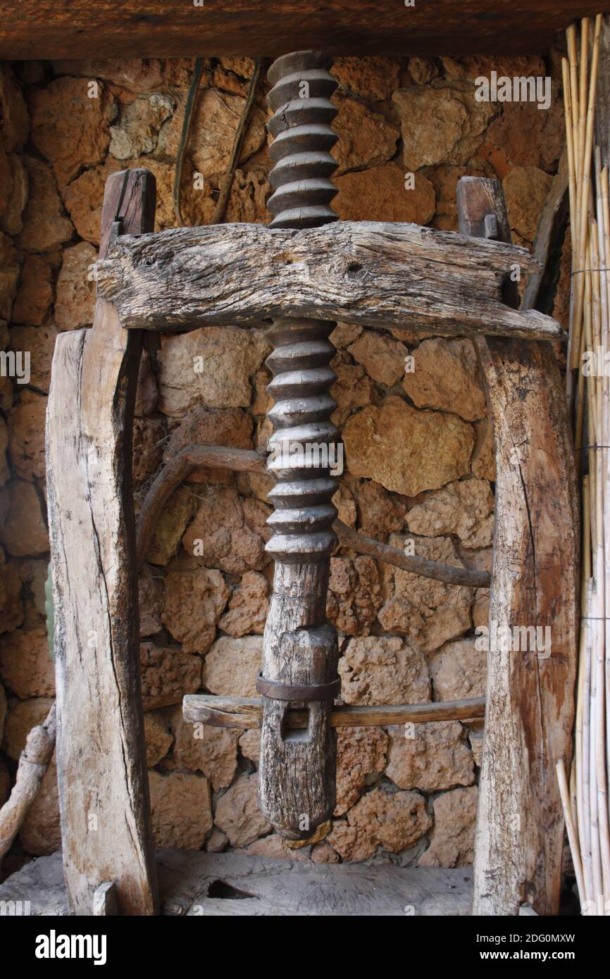 Antique wine press Stock Photo - Alamy