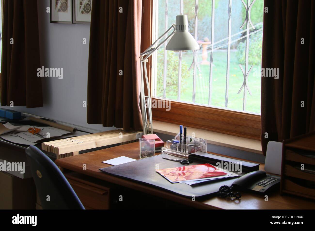 home office desk at window Stock Photo - Alamy
