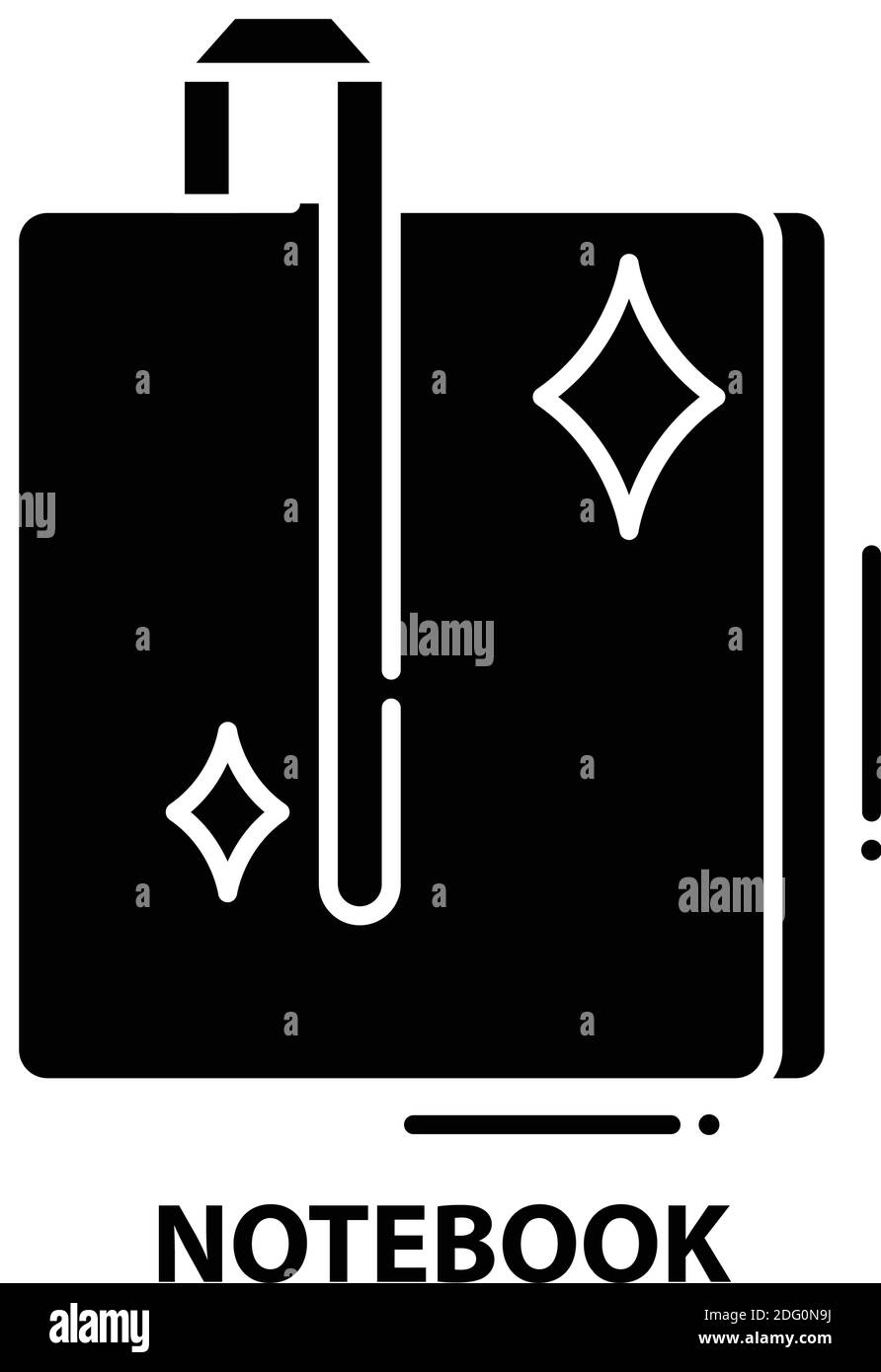 notebook symbol icon, black vector sign with editable strokes, concept ...