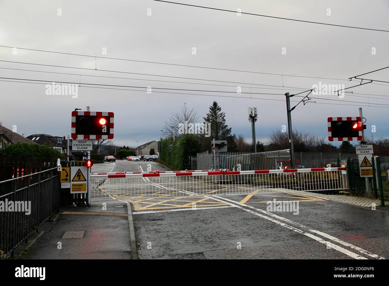 Barriers Down and Red Traffic Lights on Signalling Approaching Train at ...