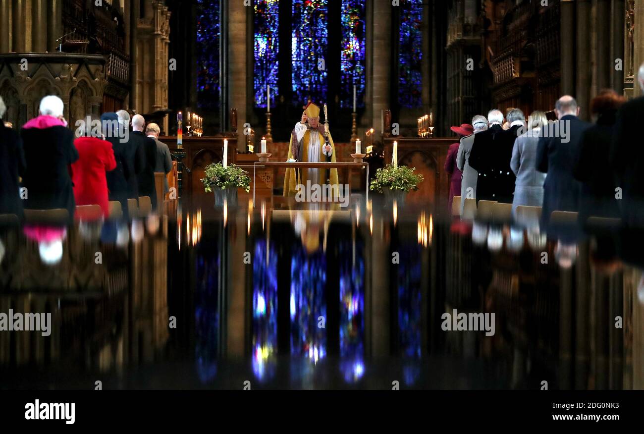 The Bishop of Salisbury Nicholas Holtam speaks during a service in ...