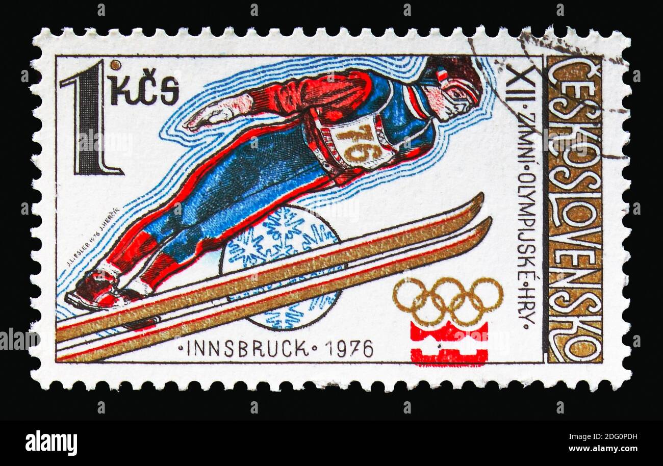 MOSCOW, RUSSIA - AUGUST 18, 2018: A stamp printed in Czechoslovakia ...