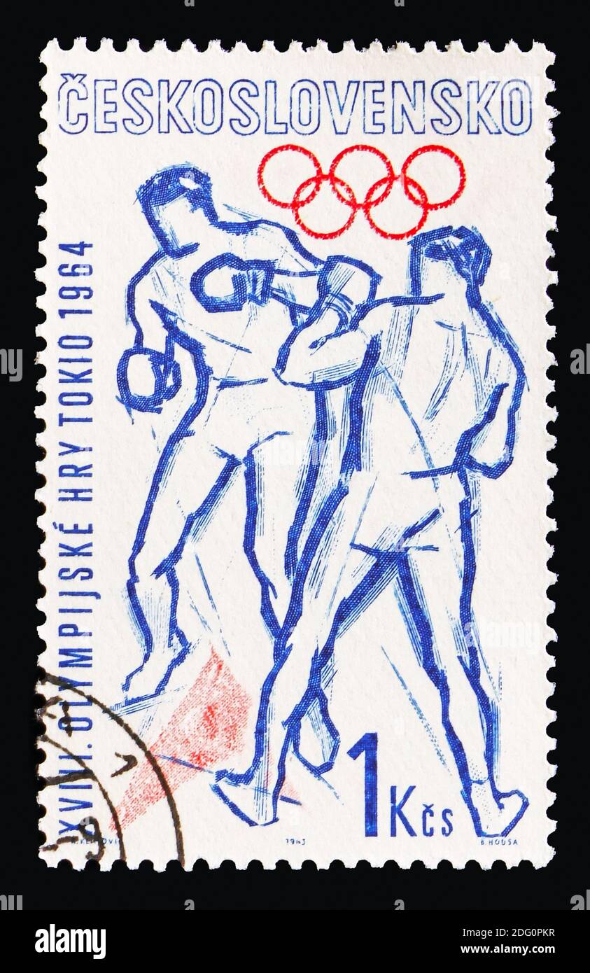 MOSCOW, RUSSIA - AUGUST 18, 2018: A stamp printed in Czechoslovakia ...