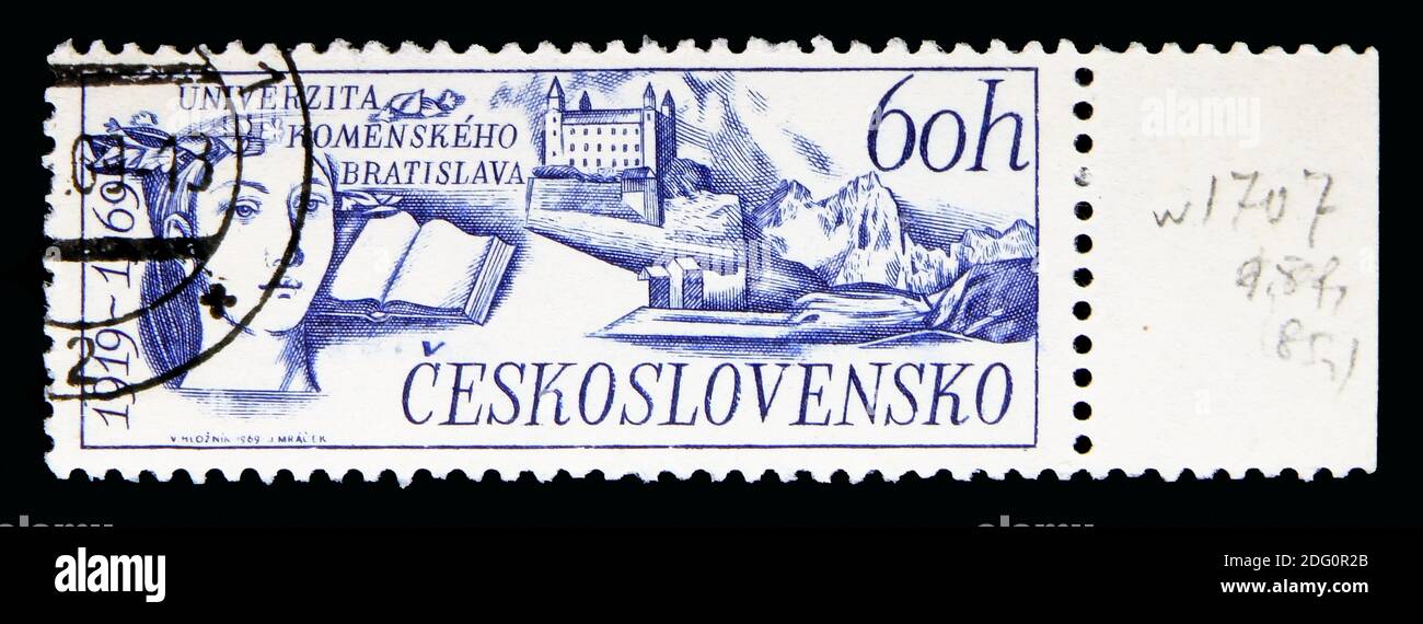 MOSCOW, RUSSIA - MAY 16, 2018: A stamp printed in Czechoslovakia shows ...