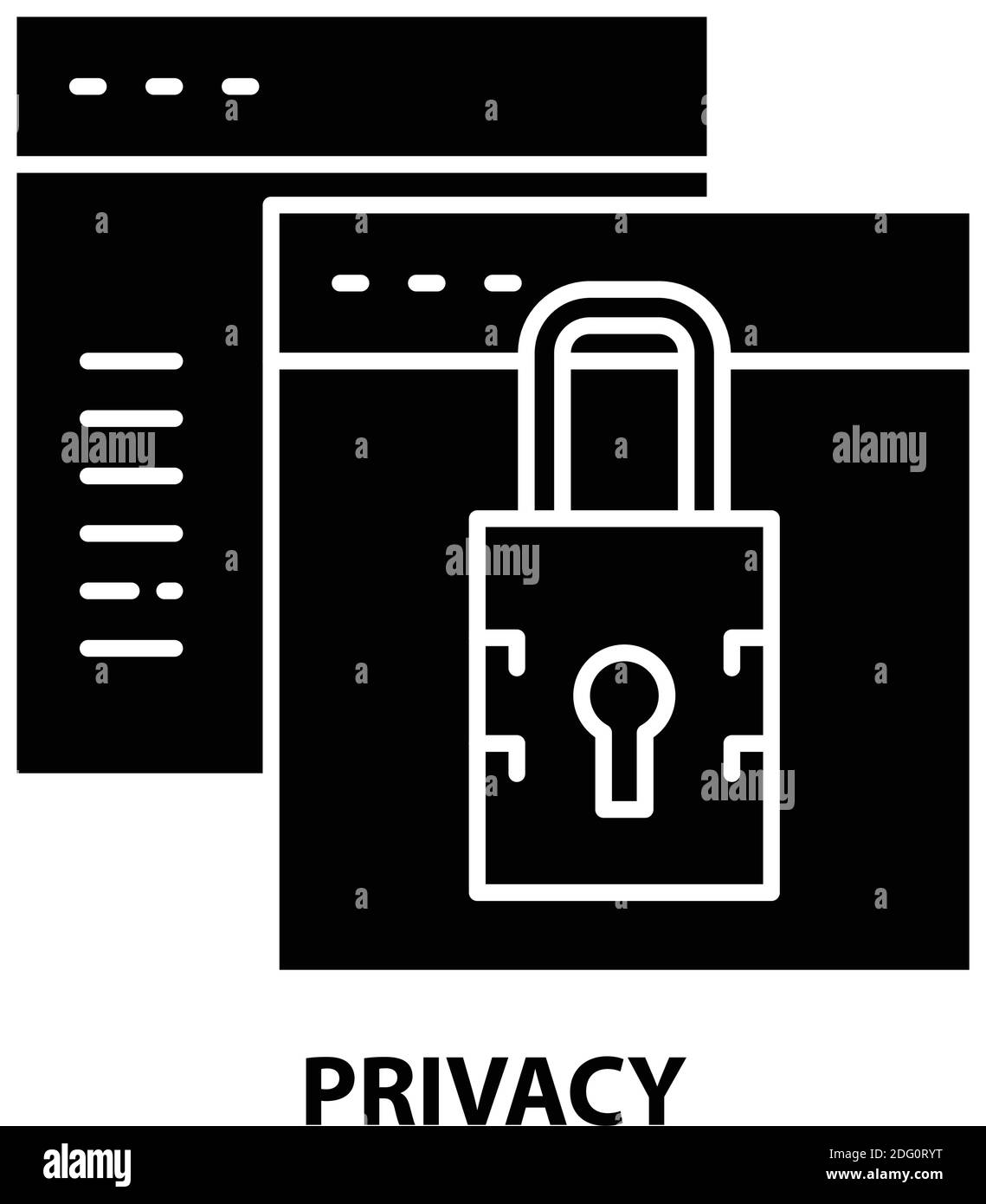 privacy icon, black vector sign with editable strokes, concept ...