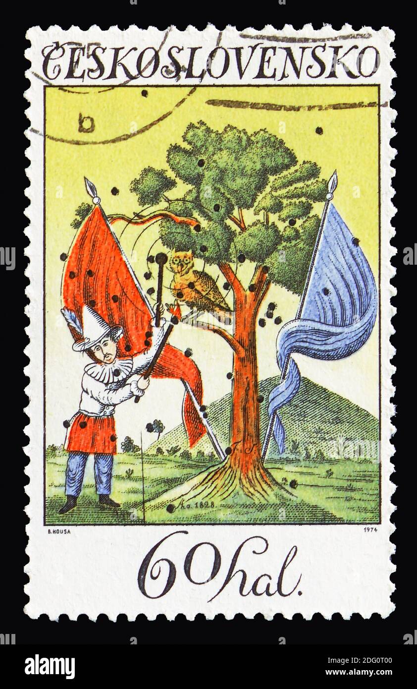 MOSCOW, RUSSIA - AUGUST 18, 2018: A stamp printed in Czechoslovakia ...