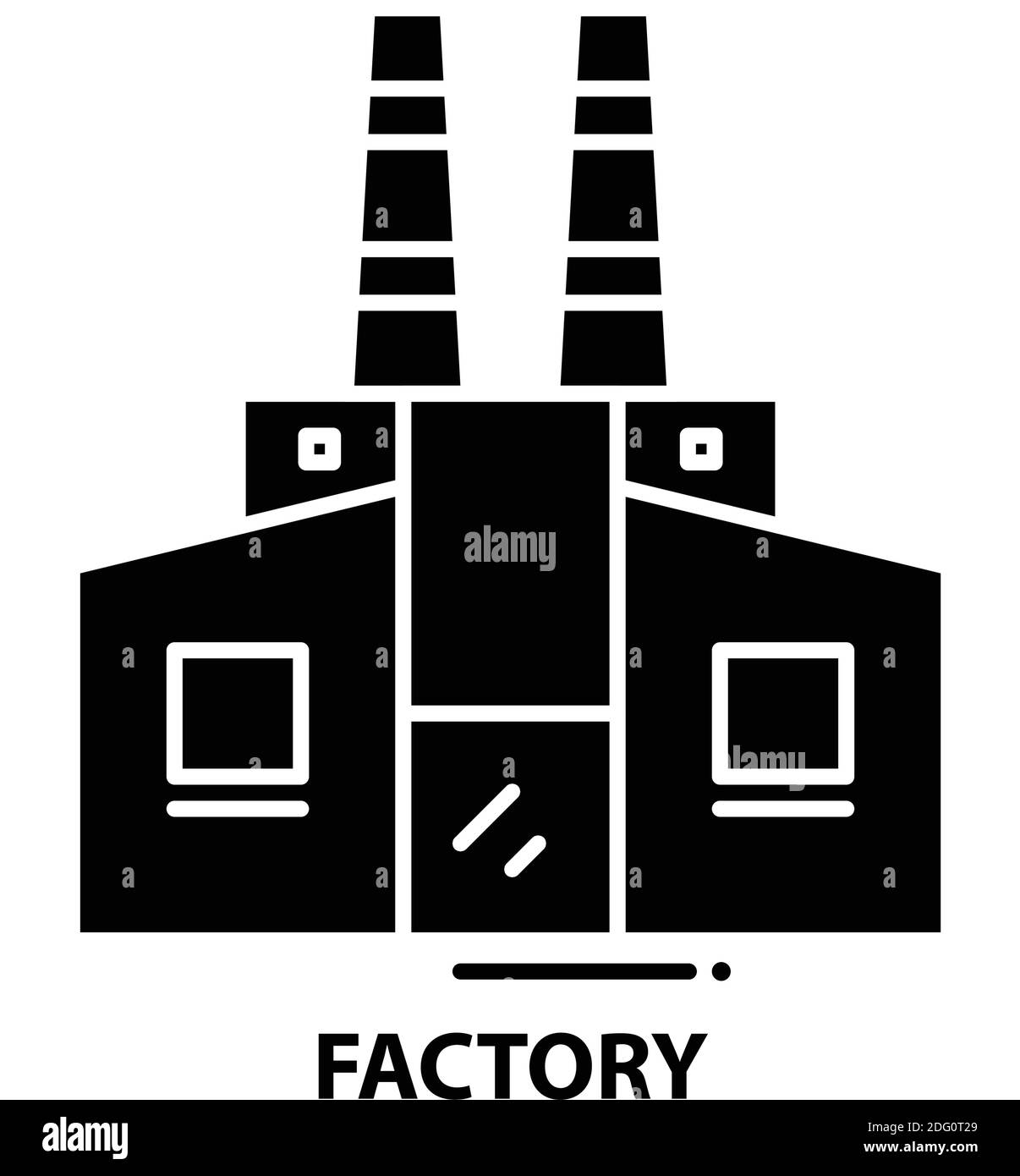 factory symbol icon, black vector sign with editable strokes, concept ...
