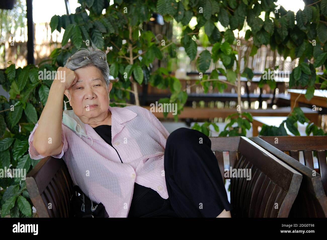 sleepy depressed fatigued sad upset asian old asian elderly senior ...