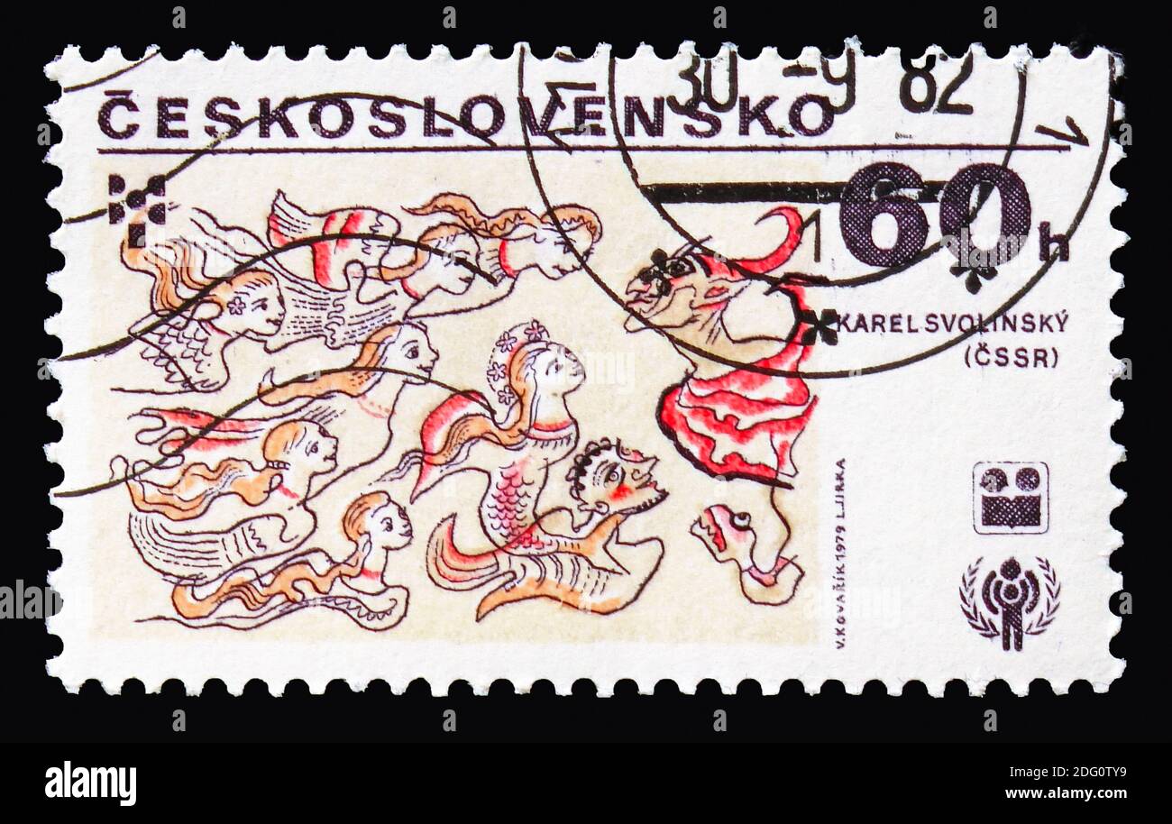 MOSCOW, RUSSIA - AUGUST 18, 2018: A stamp printed in Czechoslovakia ...