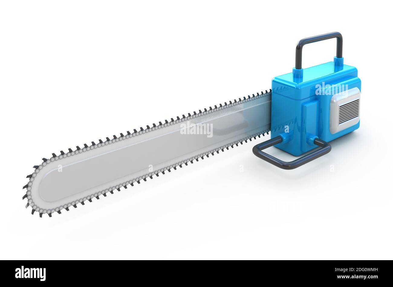Abstract Blue chainsaw isolated on white Stock Photo - Alamy