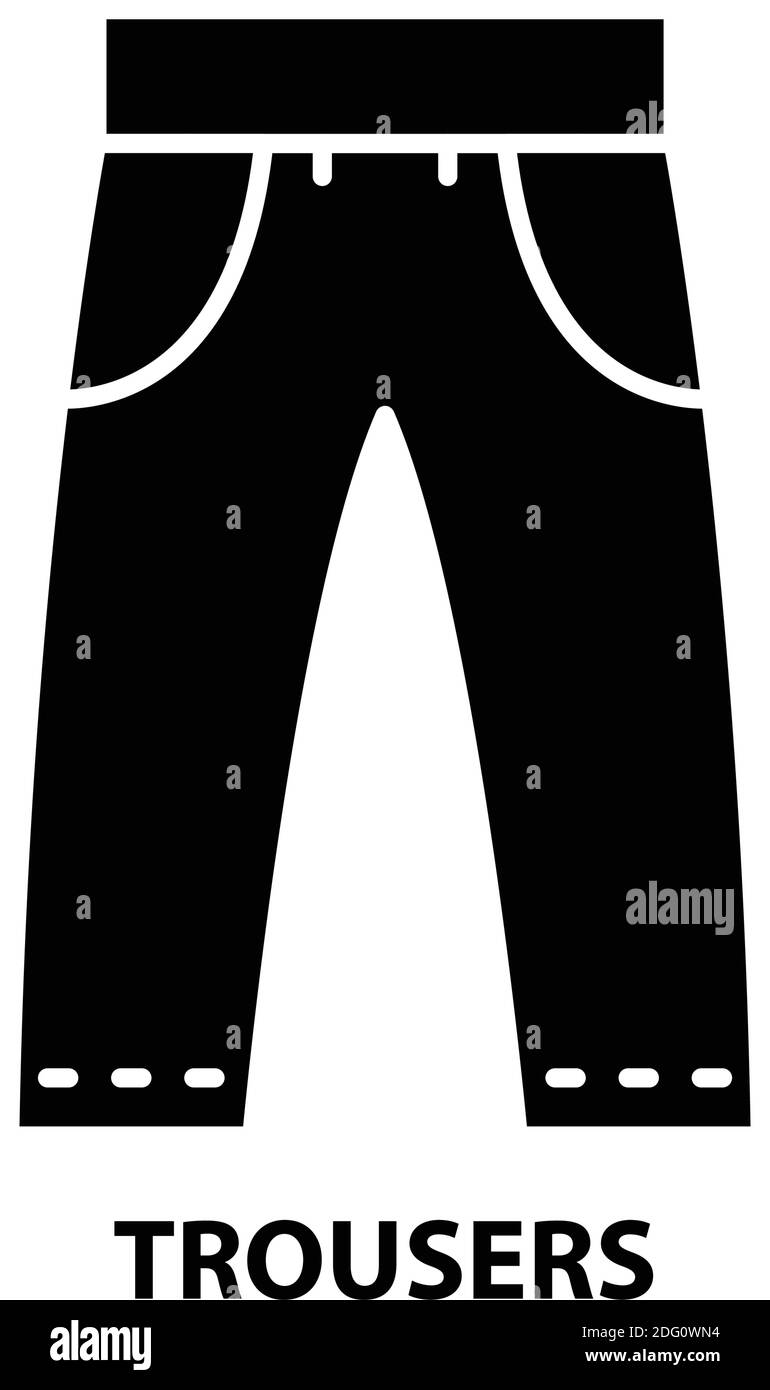 trousers icon, black vector sign with editable strokes, concept ...